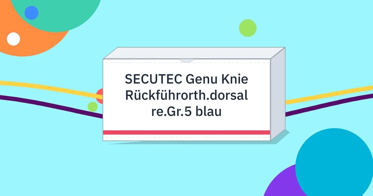 Symbolbild: Packung mit der Aufschrift SECUTEC Genu Knie Rückführorth.dorsal re.Gr.5 blau (PZN 17411262) – Verfügbarkeit und Bezug in Apotheken in Frankfurt am Main