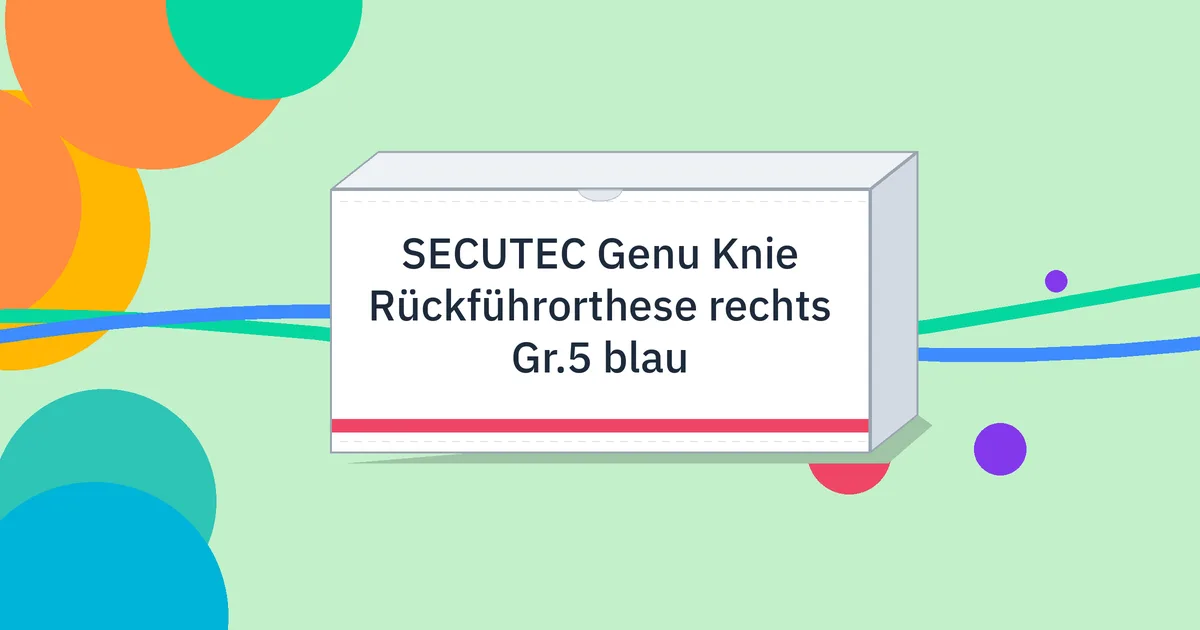 Symbolbild: Packung mit der Aufschrift SECUTEC Genu Knie Rückführorthese rechts Gr.5 blau (PZN 12510812) – Verfügbarkeit und Bezug in Apotheken in Frankfurt am Main