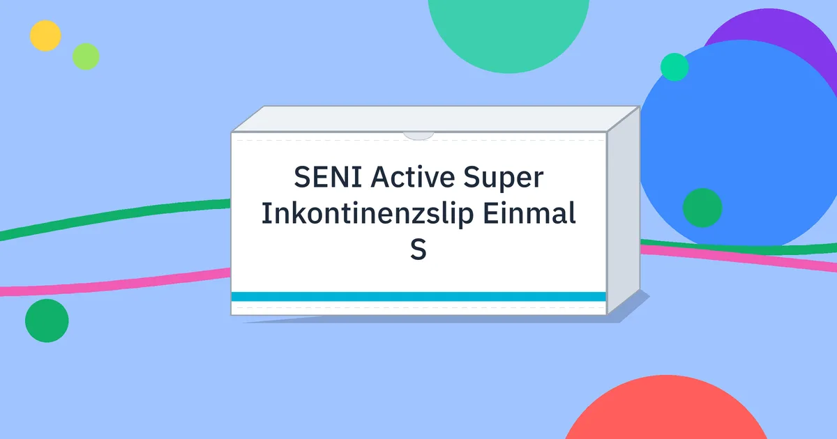 Symbolbild: Packung mit der Aufschrift SENI Active Super Inkontinenzslip Einmal S (PZN 16327973) – Verfügbarkeit und Bezug in Apotheken in Frankfurt am Main