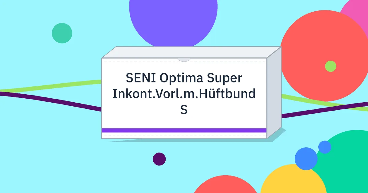 Symbolbild: Packung mit der Aufschrift SENI Optima Super Inkont.Vorl.m.Hüftbund S (PZN 18012506) – Verfügbarkeit und Bezug in Apotheken in Frankfurt am Main