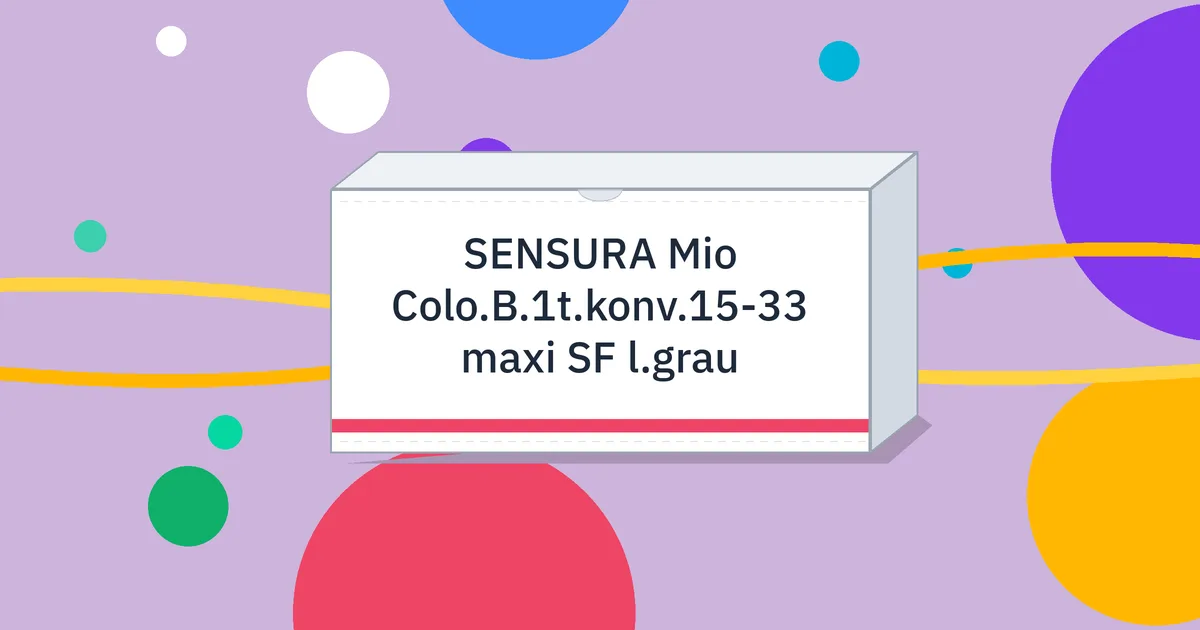 Symbolbild: Packung mit der Aufschrift SENSURA Mio Colo.B.1t.konv.15-33 maxi SF l.grau (PZN 11098976) – Verfügbarkeit und Bezug in Apotheken in Frankfurt am Main