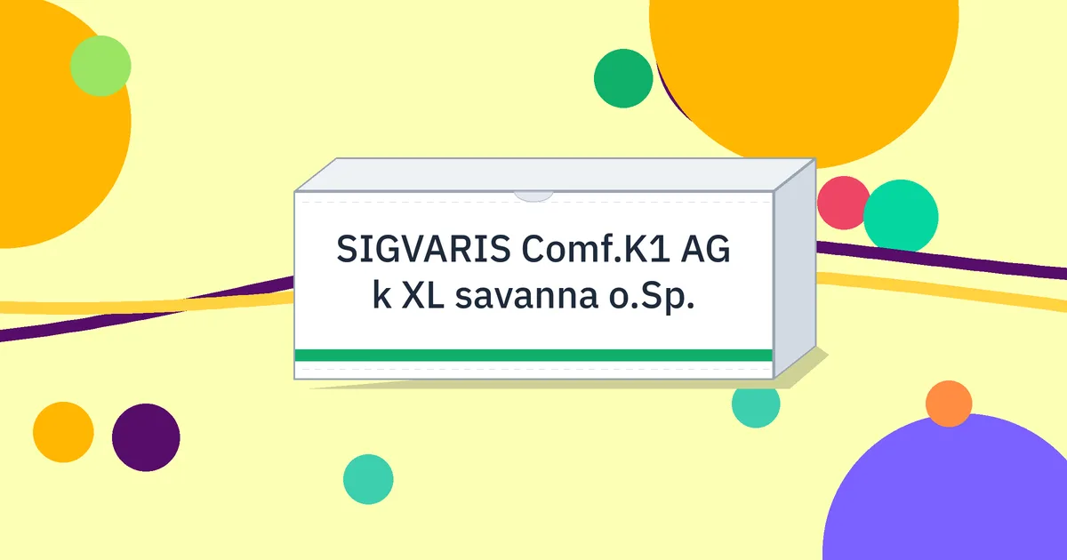 Symbolbild: Packung mit der Aufschrift SIGVARIS Comf.K1 AG k XL savanna o.Sp. (PZN 17095252) – Verfügbarkeit und Bezug in Apotheken in Frankfurt am Main
