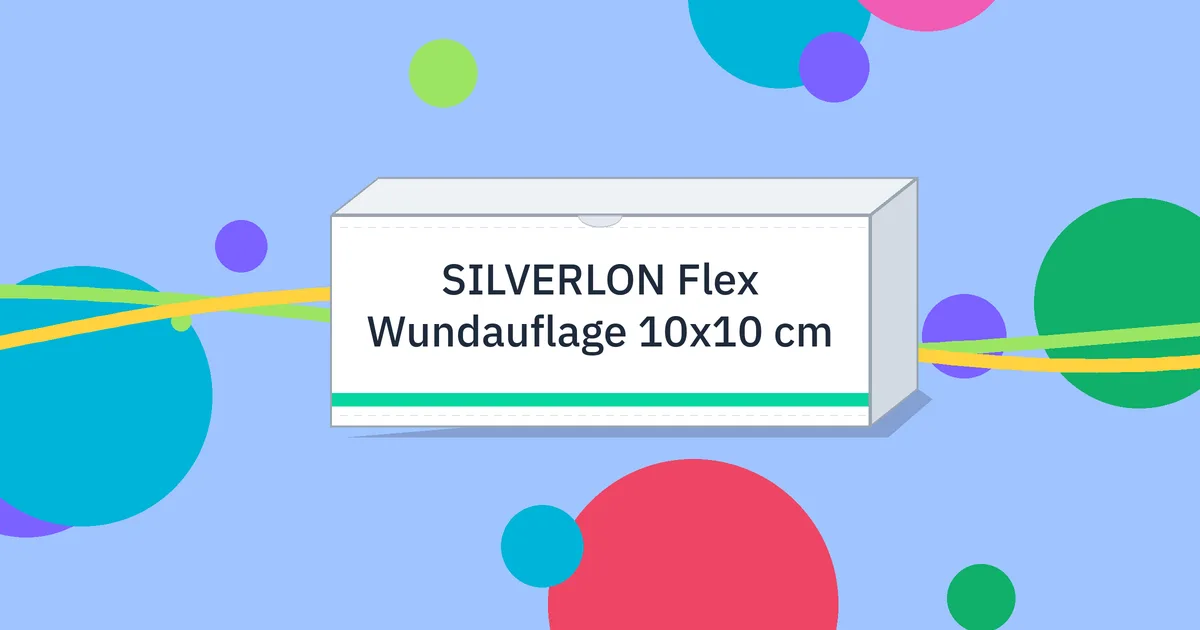 Symbolbild: Packung mit der Aufschrift SILVERLON Flex Wundauflage 10x10 cm (PZN 11192758) – Verfügbarkeit und Bezug in Apotheken in Frankfurt am Main
