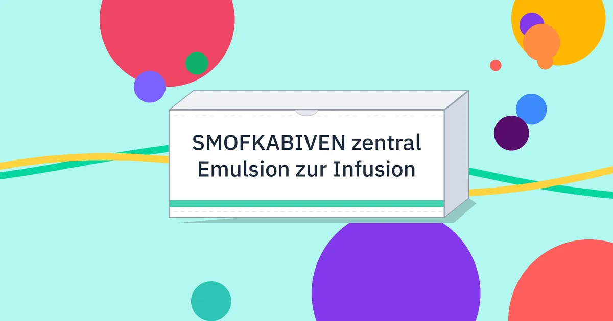 Symbolbild: Packung mit der Aufschrift SMOFKABIVEN zentral Emulsion zur Infusion (PZN 05138068) – Verfügbarkeit und Bezug in Apotheken in Frankfurt am Main