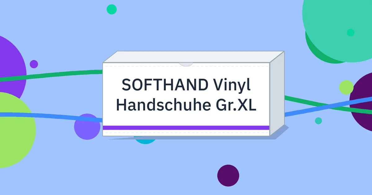 Symbolbild: Packung mit der Aufschrift SOFTHAND Vinyl Handschuhe Gr.XL (PZN 08754655) – Verfügbarkeit und Bezug in Apotheken in Frankfurt am Main