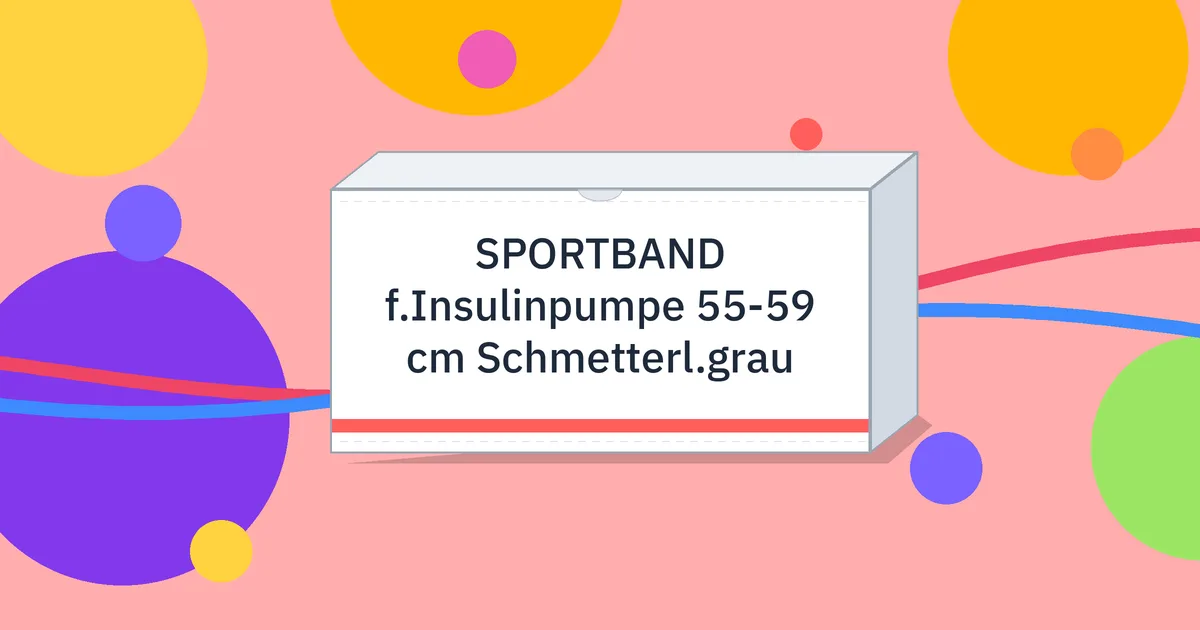 Symbolbild: Packung mit der Aufschrift SPORTBAND f.Insulinpumpe 55-59 cm Schmetterl.grau (PZN 13916321) – Verfügbarkeit und Bezug in Apotheken in Frankfurt am Main