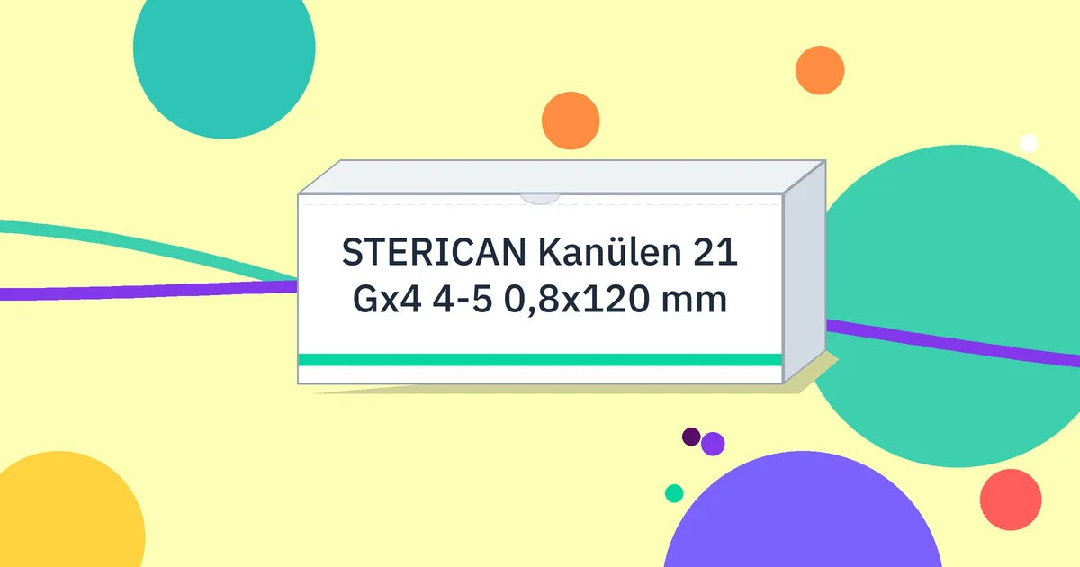 Symbolbild: Packung mit der Aufschrift STERICAN Kanülen 21 Gx4 4-5 0,8x120 mm (PZN 19531332) – Verfügbarkeit und Bezug in Apotheken in Frankfurt am Main