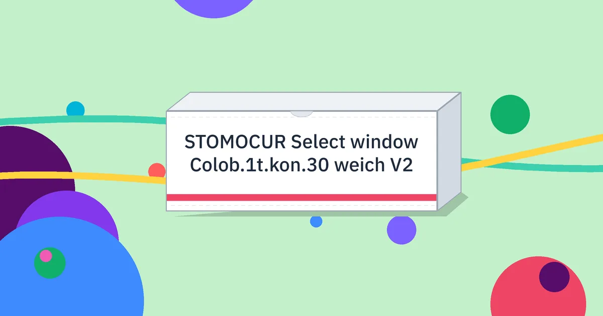 Symbolbild: Packung mit der Aufschrift STOMOCUR Select window Colob.1t.kon.30 weich V2 (PZN 10521450) – Verfügbarkeit und Bezug in Apotheken in Frankfurt am Main