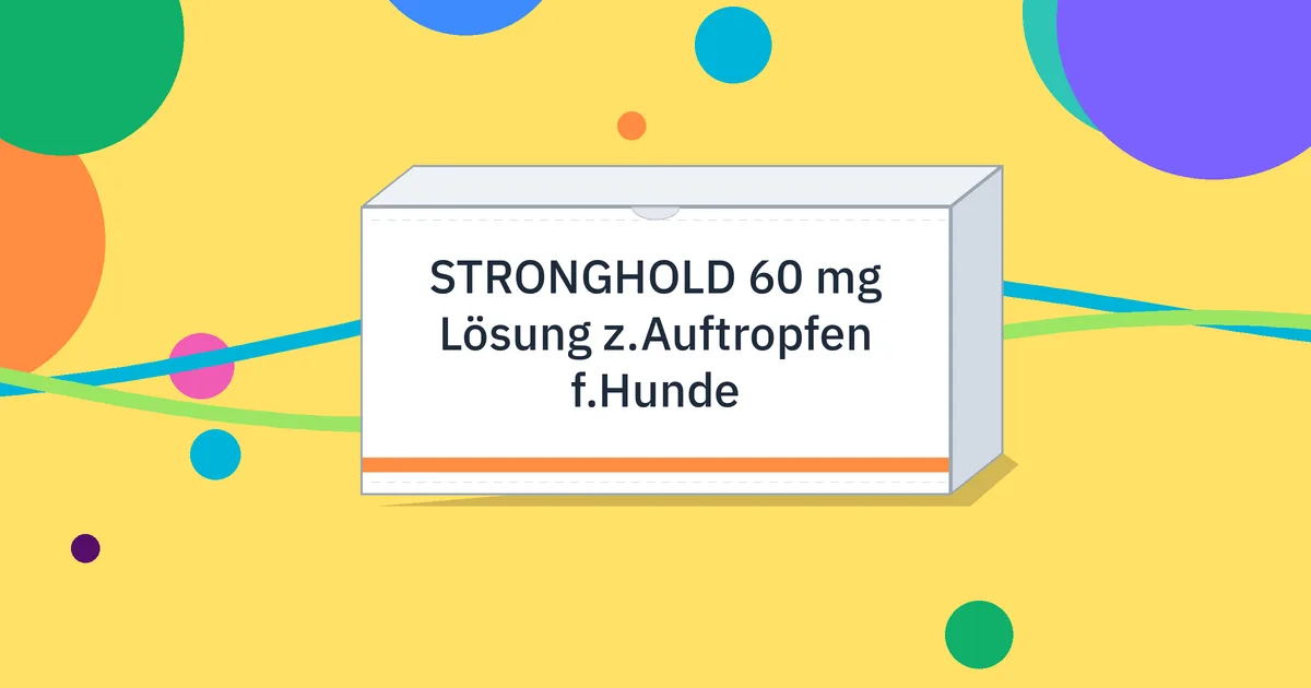 Symbolbild: Packung mit der Aufschrift STRONGHOLD 60 mg Lösung z.Auftropfen f.Hunde (PZN 12731424) – Verfügbarkeit und Bezug in Apotheken in Frankfurt am Main