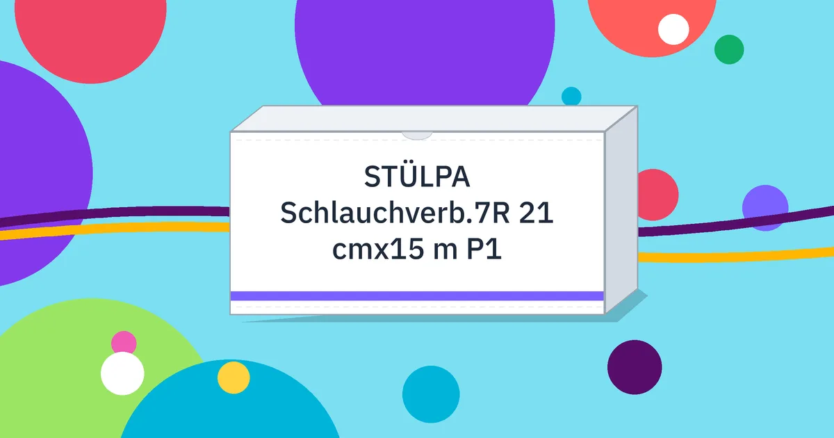 Symbolbild: Packung mit der Aufschrift STÜLPA Schlauchverb.7R 21 cmx15 m P1 (PZN 16260022) – Verfügbarkeit und Bezug in Apotheken in Frankfurt am Main