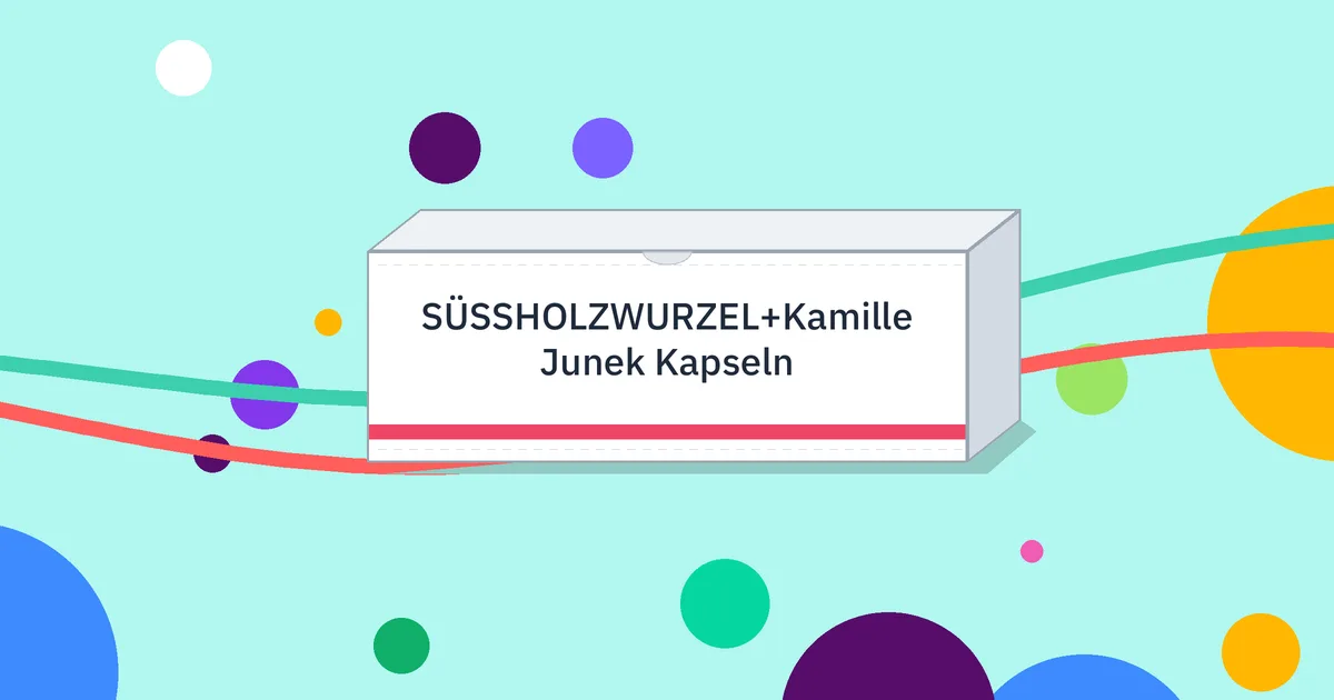 Symbolbild: Packung mit der Aufschrift SÜSSHOLZWURZEL+Kamille Junek Kapseln (PZN 03551137) – Verfügbarkeit und Bezug in Apotheken in Frankfurt am Main