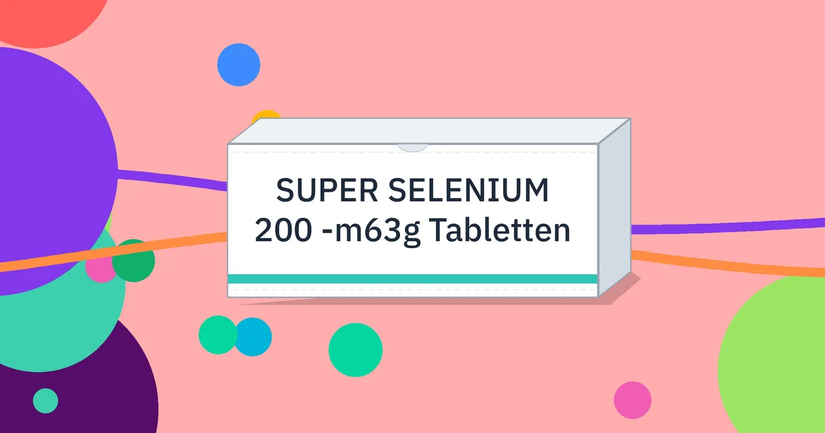 Symbolbild: Packung mit der Aufschrift SUPER SELENIUM 200 -m63g Tabletten (PZN 14385630) – Verfügbarkeit und Bezug in Apotheken in Frankfurt am Main