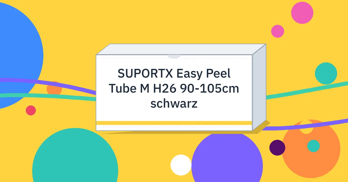 Symbolbild: Packung mit der Aufschrift SUPORTX Easy Peel Tube M H26 90-105cm schwarz (PZN 10125547) – Verfügbarkeit und Bezug in Apotheken in Frankfurt am Main