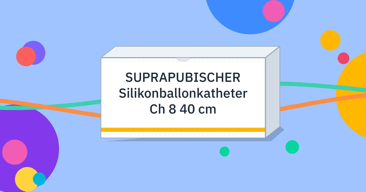 Symbolbild: Packung mit der Aufschrift SUPRAPUBISCHER Silikonballonkatheter Ch 8 40 cm (PZN 04711962) – Verfügbarkeit und Bezug in Apotheken in Frankfurt am Main