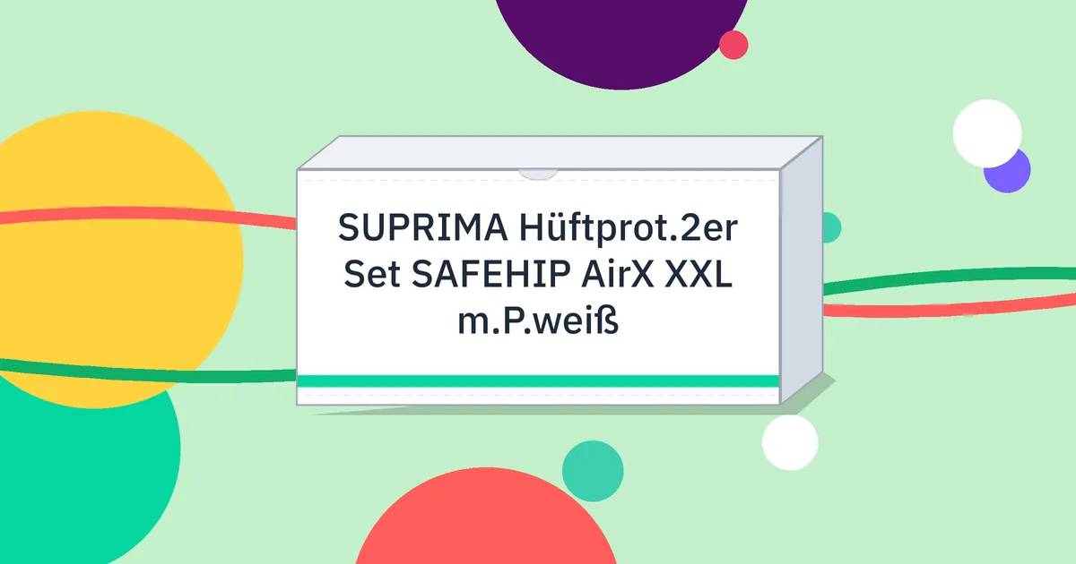 Symbolbild: Packung mit der Aufschrift SUPRIMA Hüftprot.2er Set SAFEHIP AirX XXL m.P.weiß (PZN 13818334) – Verfügbarkeit und Bezug in Apotheken in Frankfurt am Main
