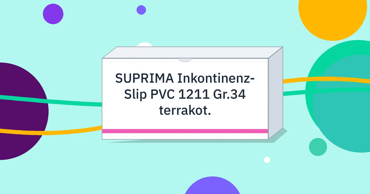 Symbolbild: Packung mit der Aufschrift SUPRIMA Inkontinenz-Slip PVC 1211 Gr.34 terrakot. (PZN 05971323) – Verfügbarkeit und Bezug in Apotheken in Frankfurt am Main