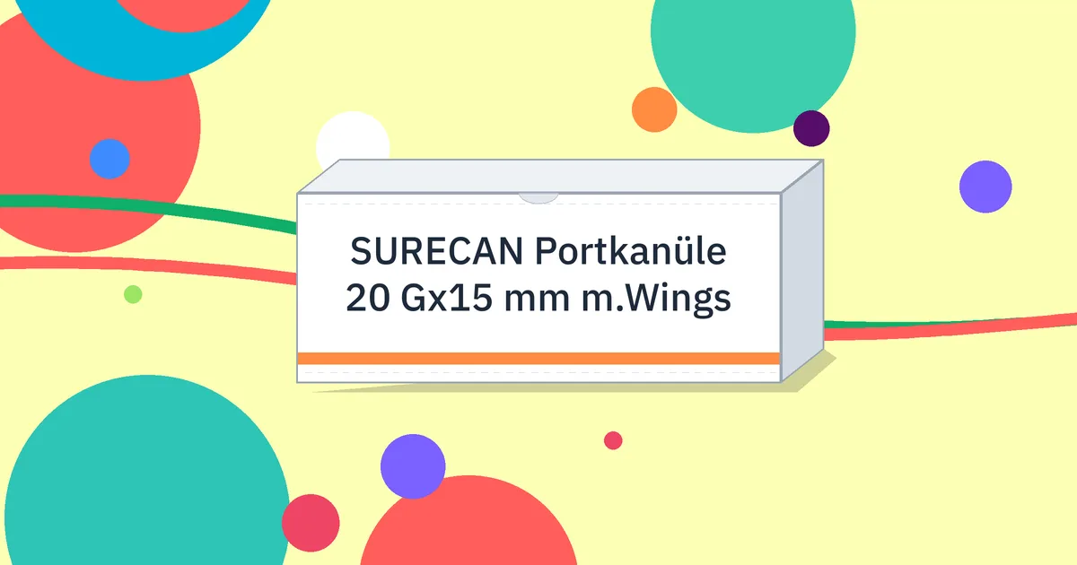 Symbolbild: Packung mit der Aufschrift SURECAN Portkanüle 20 Gx15 mm m.Wings (PZN 16784446) – Verfügbarkeit und Bezug in Apotheken in Frankfurt am Main