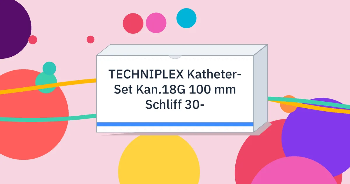 Symbolbild: Packung mit der Aufschrift TECHNIPLEX Katheter-Set Kan.18G 100 mm Schliff 30- (PZN 10178851) – Verfügbarkeit und Bezug in Apotheken in Frankfurt am Main