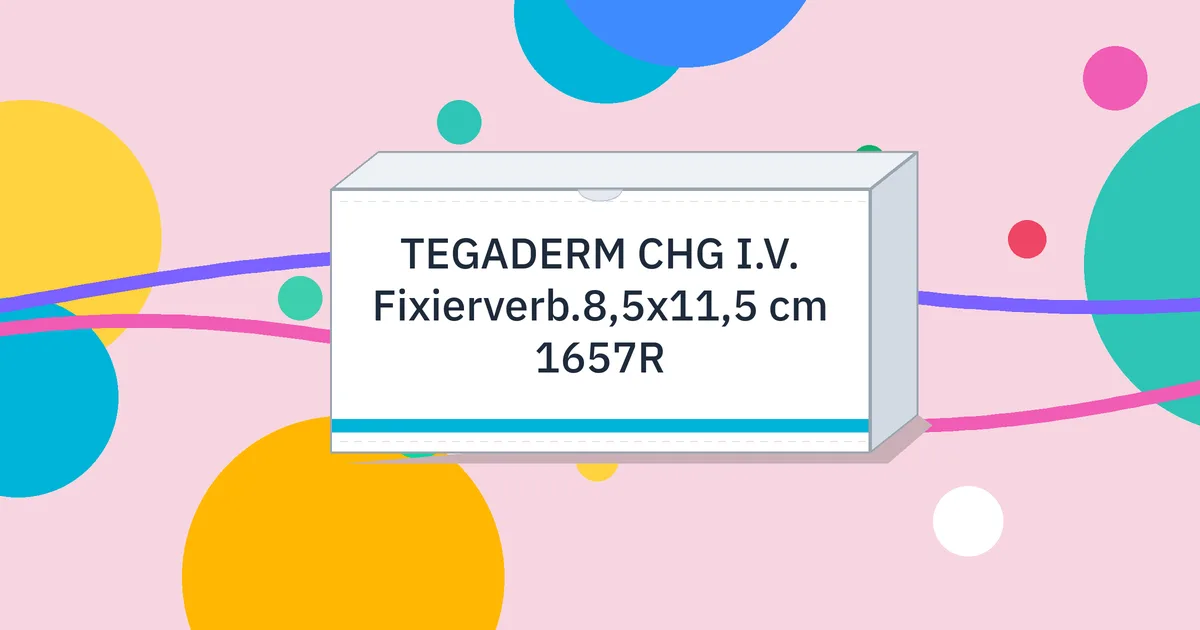 Symbolbild: Packung mit der Aufschrift TEGADERM CHG I.V. Fixierverb.8,5x11,5 cm 1657R (PZN 05992271) – Verfügbarkeit und Bezug in Apotheken in Frankfurt am Main