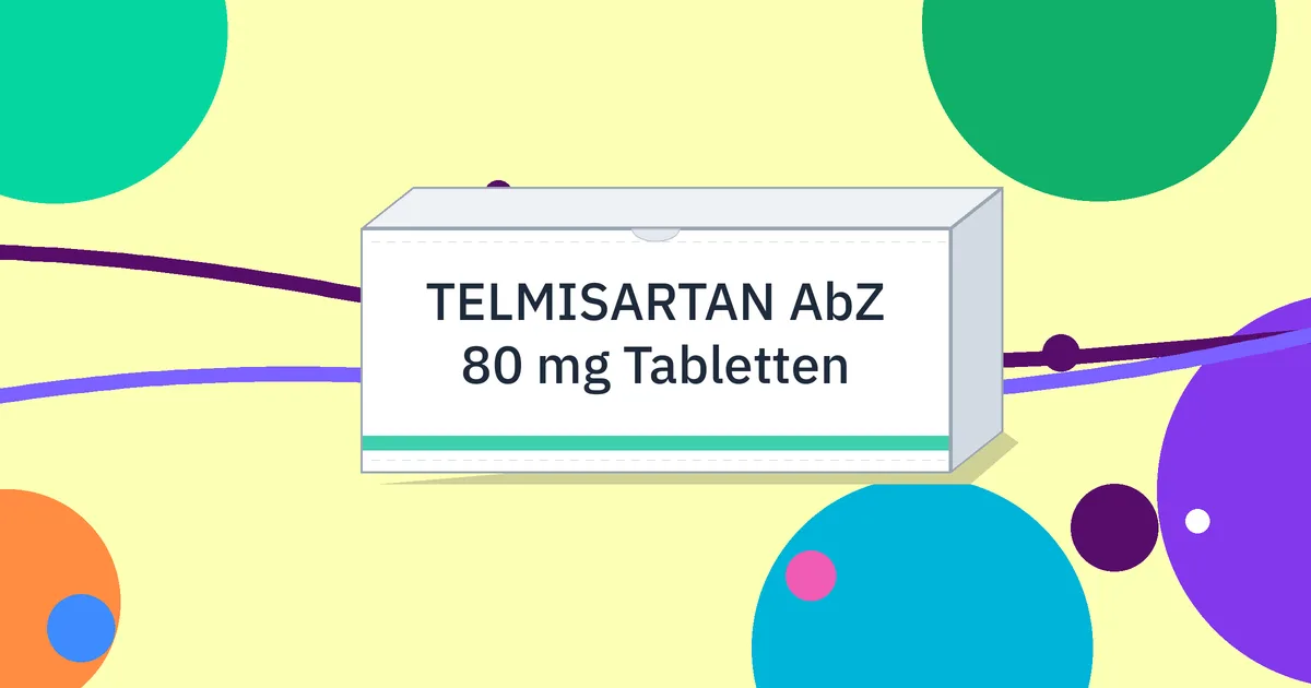 Symbolbild: Packung mit der Aufschrift TELMISARTAN AbZ 80 mg Tabletten (PZN 02181419) – Verfügbarkeit und Bezug in Apotheken in Frankfurt am Main
