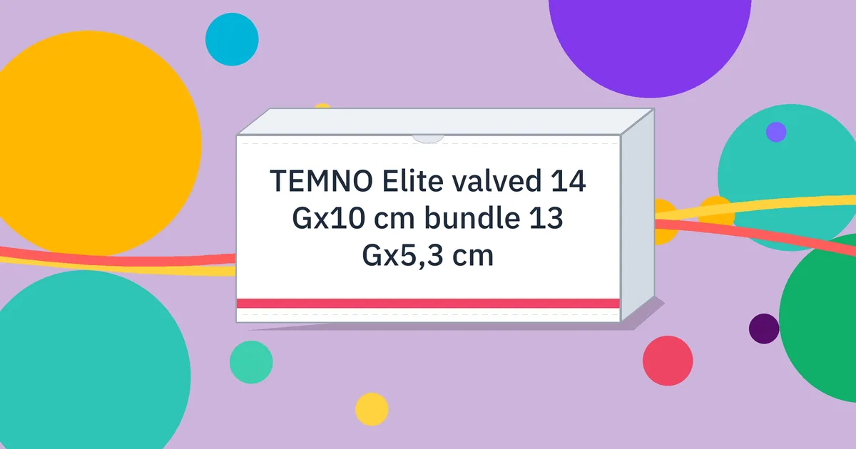 Symbolbild: Packung mit der Aufschrift TEMNO Elite valved 14 Gx10 cm bundle 13 Gx5,3 cm (PZN 18765648) – Verfügbarkeit und Bezug in Apotheken in Frankfurt am Main