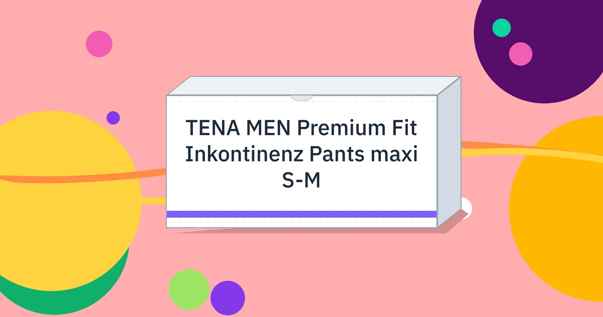 Symbolbild: Packung mit der Aufschrift TENA MEN Premium Fit Inkontinenz Pants maxi S-M (PZN 17981597) – Verfügbarkeit und Bezug in Apotheken in Frankfurt am Main