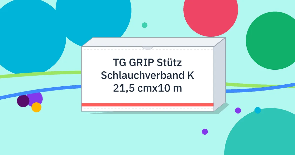 Symbolbild: Packung mit der Aufschrift TG GRIP Stütz Schlauchverband K 21,5 cmx10 m (PZN 15431088) – Verfügbarkeit und Bezug in Apotheken in Frankfurt am Main