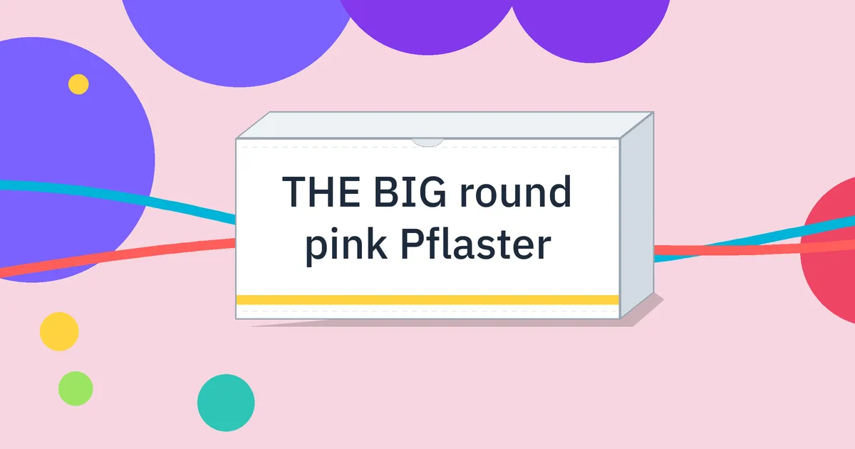 Symbolbild: Packung mit der Aufschrift THE BIG round pink Pflaster (PZN 19868072) – Verfügbarkeit und Bezug in Apotheken in Frankfurt am Main