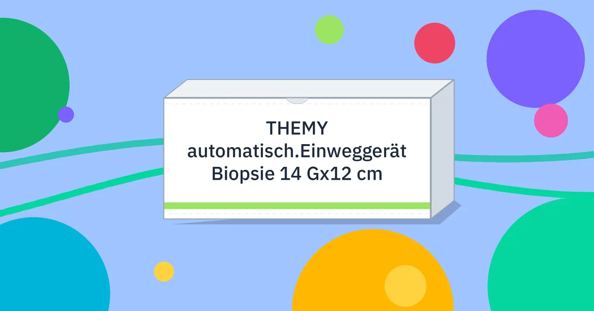 Symbolbild: Packung mit der Aufschrift THEMY automatisch.Einweggerät Biopsie 14 Gx12 cm (PZN 16919946) – Verfügbarkeit und Bezug in Apotheken in Frankfurt am Main