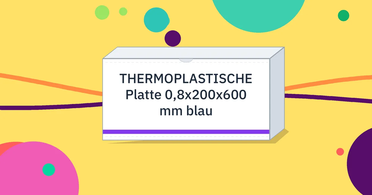 Symbolbild: Packung mit der Aufschrift THERMOPLASTISCHE Platte 0,8x200x600 mm blau (PZN 11549887) – Verfügbarkeit und Bezug in Apotheken in Frankfurt am Main
