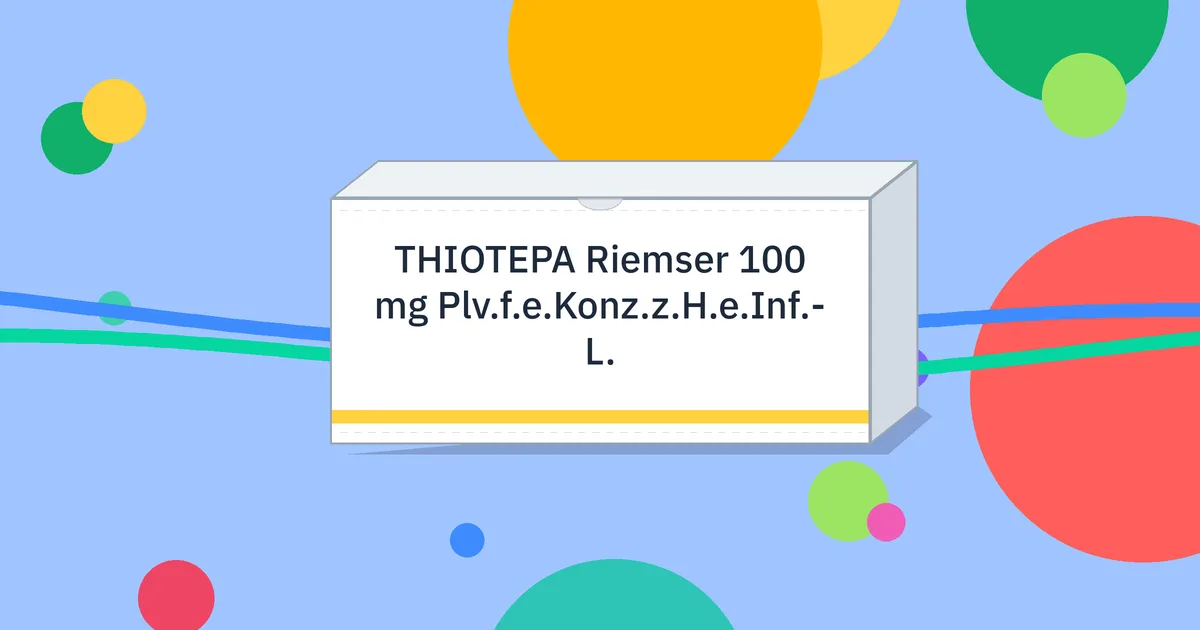 Symbolbild: Packung mit der Aufschrift THIOTEPA Riemser 100 mg Plv.f.e.Konz.z.H.e.Inf.-L. (PZN 17252792) – Verfügbarkeit und Bezug in Apotheken in Frankfurt am Main