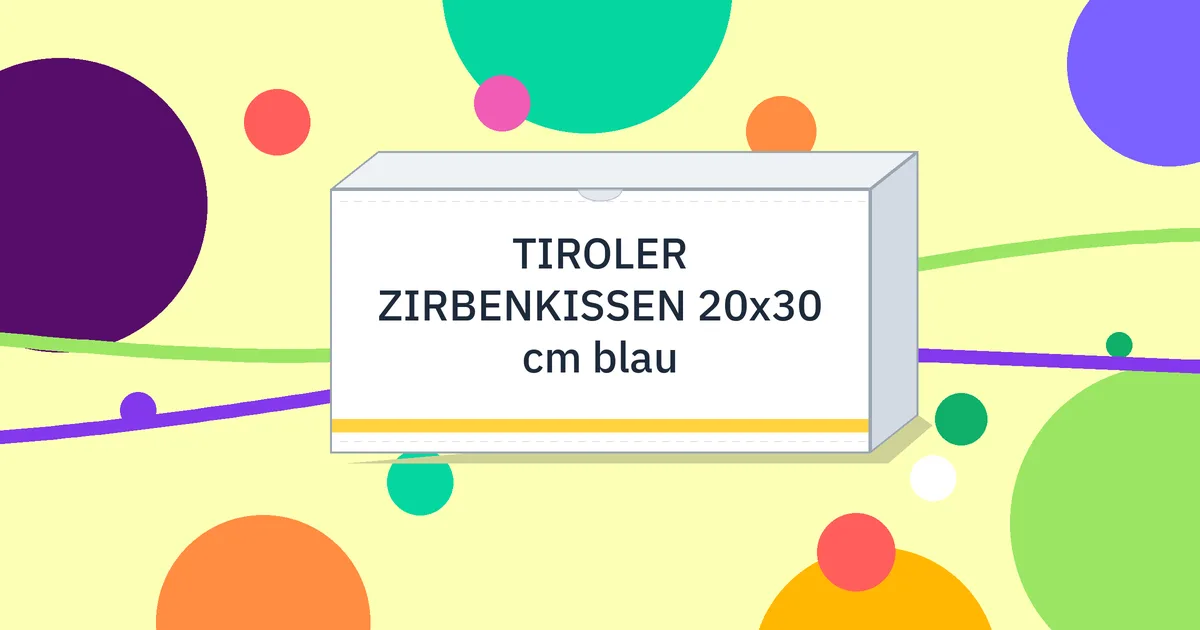 Symbolbild: Packung mit der Aufschrift TIROLER ZIRBENKISSEN 20x30 cm blau (PZN 11095297) – Verfügbarkeit und Bezug in Apotheken in Frankfurt am Main