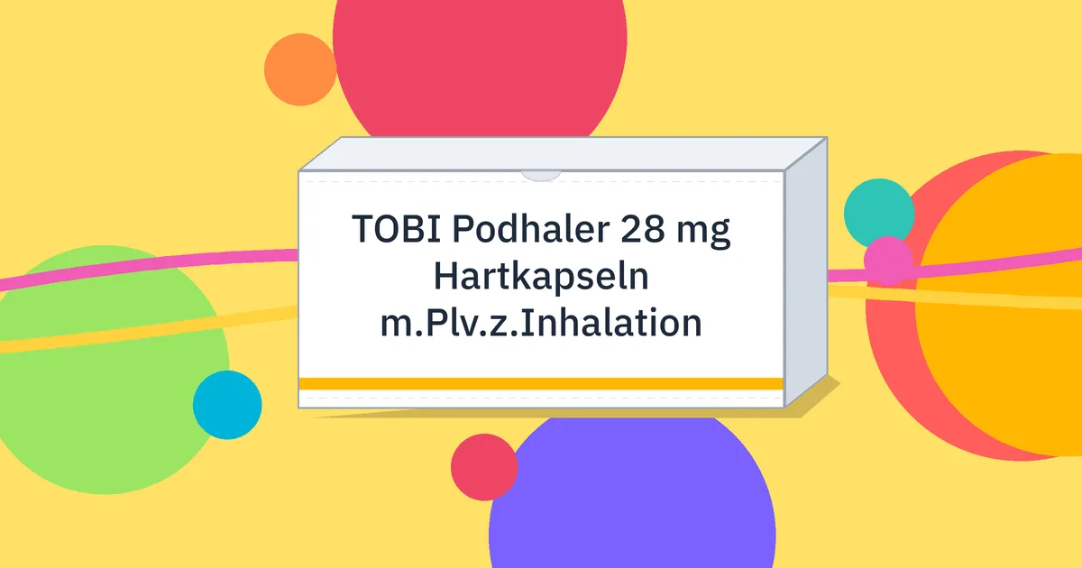 Symbolbild: Packung mit der Aufschrift TOBI Podhaler 28 mg Hartkapseln m.Plv.z.Inhalation (PZN 13510493) – Verfügbarkeit und Bezug in Apotheken in Frankfurt am Main