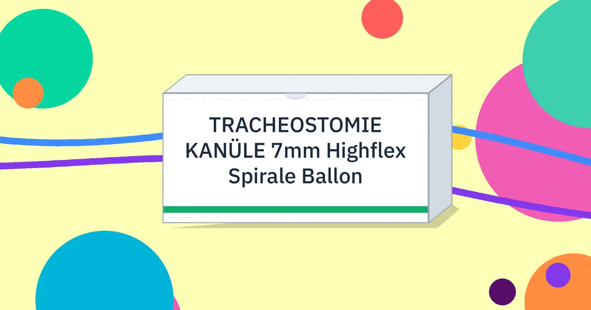 Symbolbild: Packung mit der Aufschrift TRACHEOSTOMIE KANÜLE 7mm Highflex Spirale Ballon (PZN 01085487) – Verfügbarkeit und Bezug in Apotheken in Frankfurt am Main