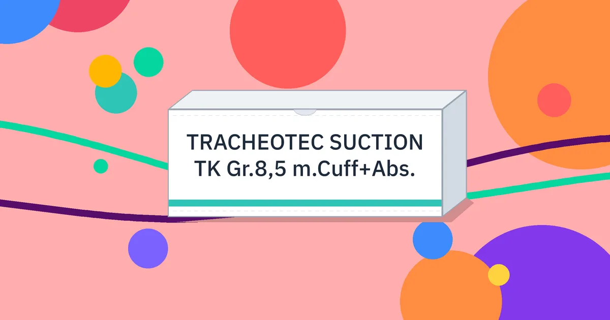 Symbolbild: Packung mit der Aufschrift TRACHEOTEC SUCTION TK Gr.8,5 m.Cuff+Abs. (PZN 02684155) – Verfügbarkeit und Bezug in Apotheken in Frankfurt am Main