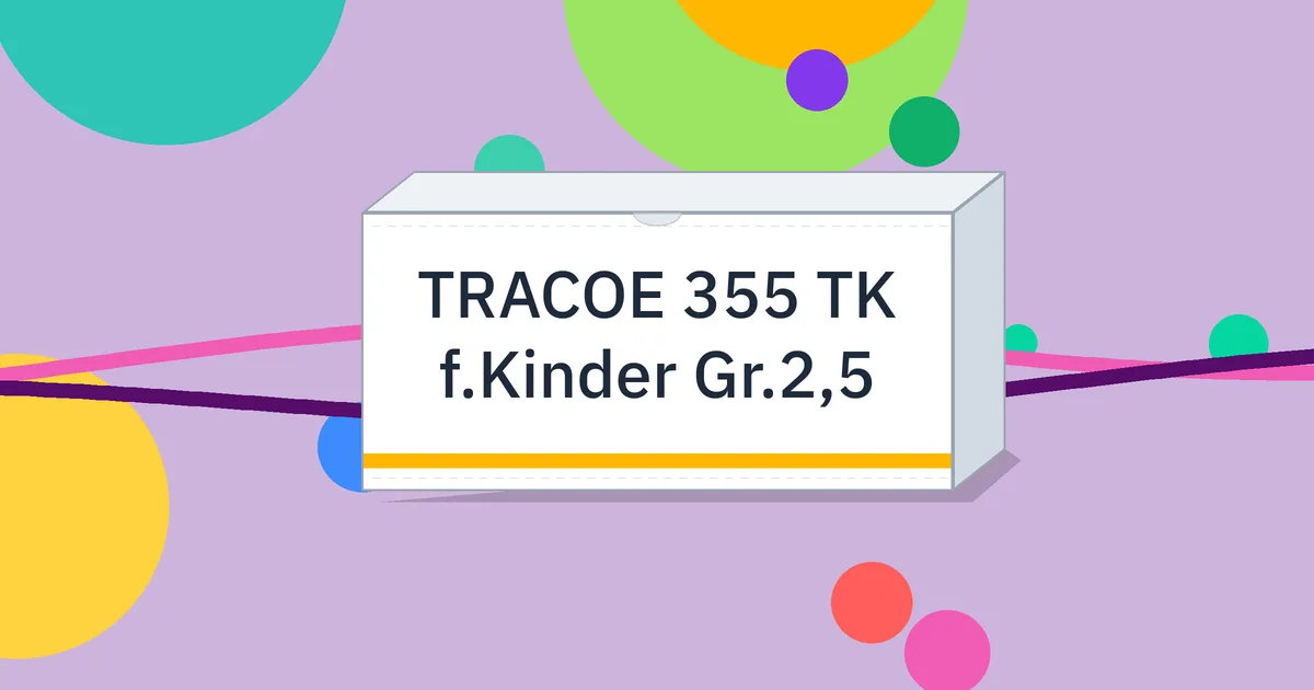 Symbolbild: Packung mit der Aufschrift TRACOE 355 TK f.Kinder Gr.2,5 (PZN 02361908) – Verfügbarkeit und Bezug in Apotheken in Frankfurt am Main