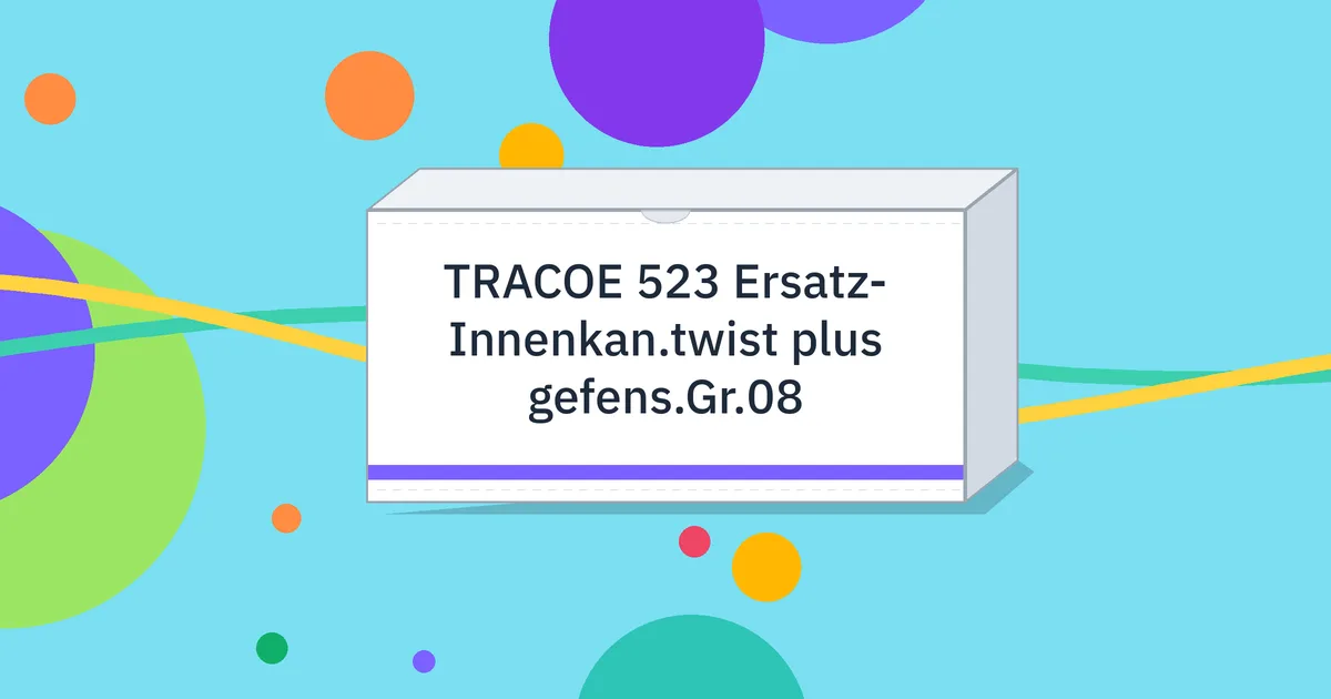 Symbolbild: Packung mit der Aufschrift TRACOE 523 Ersatz-Innenkan.twist plus gefens.Gr.08 (PZN 05881241) – Verfügbarkeit und Bezug in Apotheken in Frankfurt am Main