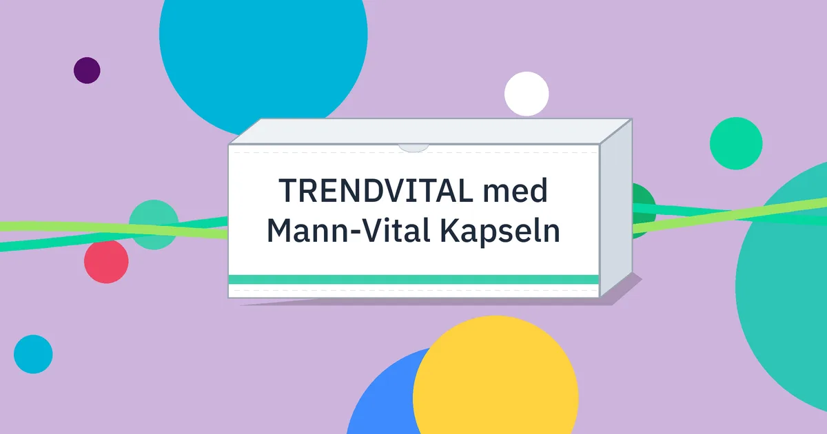Symbolbild: Packung mit der Aufschrift TRENDVITAL med Mann-Vital Kapseln (PZN 12563091) – Verfügbarkeit und Bezug in Apotheken in Frankfurt am Main