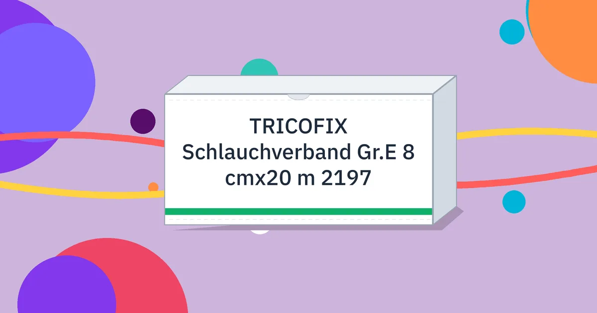 Symbolbild: Packung mit der Aufschrift TRICOFIX Schlauchverband Gr.E 8 cmx20 m 2197 (PZN 05490351) – Verfügbarkeit und Bezug in Apotheken in Frankfurt am Main