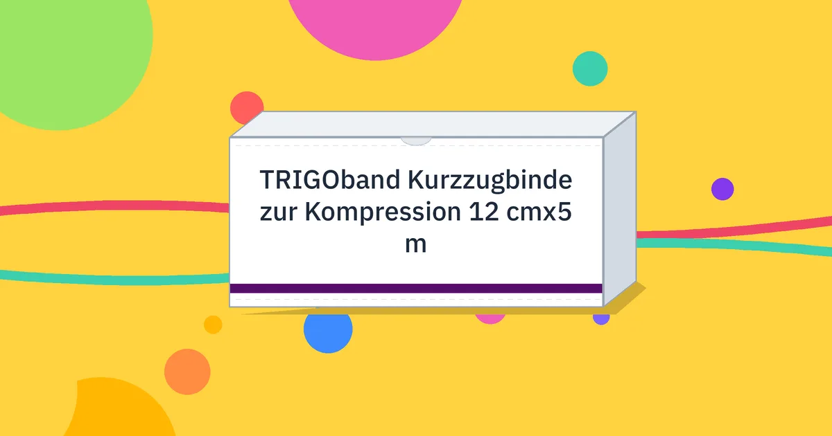 Symbolbild: Packung mit der Aufschrift TRIGOband Kurzzugbinde zur Kompression 12 cmx5 m (PZN 20342346) – Verfügbarkeit und Bezug in Apotheken in Frankfurt am Main