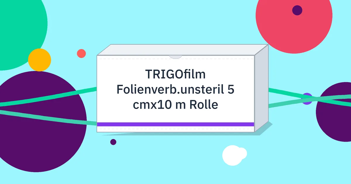 Symbolbild: Packung mit der Aufschrift TRIGOfilm Folienverb.unsteril 5 cmx10 m Rolle (PZN 09945073) – Verfügbarkeit und Bezug in Apotheken in Frankfurt am Main