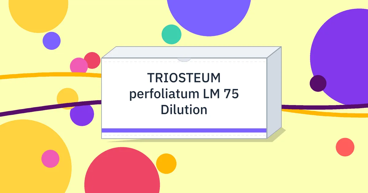 Symbolbild: Packung mit der Aufschrift TRIOSTEUM perfoliatum LM 75 Dilution (PZN 13227857) – Verfügbarkeit und Bezug in Apotheken in Frankfurt am Main