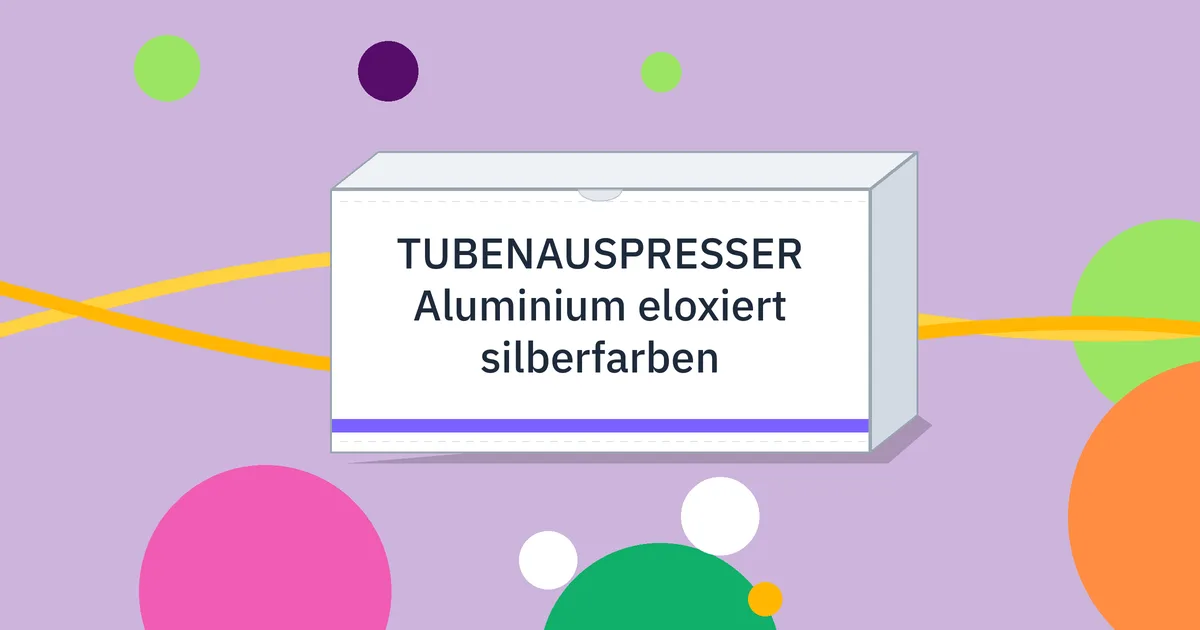Symbolbild: Packung mit der Aufschrift TUBENAUSPRESSER Aluminium eloxiert silberfarben (PZN 04407419) – Verfügbarkeit und Bezug in Apotheken in Frankfurt am Main