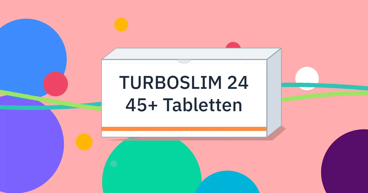 Symbolbild: Packung mit der Aufschrift TURBOSLIM 24 45+ Tabletten (PZN 19057971) – Verfügbarkeit und Bezug in Apotheken in Frankfurt am Main