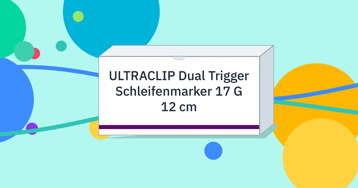Symbolbild: Packung mit der Aufschrift ULTRACLIP Dual Trigger Schleifenmarker 17 G 12 cm (PZN 03565524) – Verfügbarkeit und Bezug in Apotheken in Frankfurt am Main