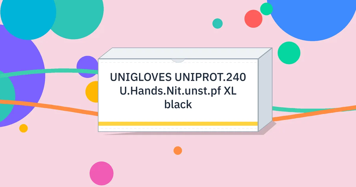 Symbolbild: Packung mit der Aufschrift UNIGLOVES UNIPROT.240 U.Hands.Nit.unst.pf XL black (PZN 18101931) – Verfügbarkeit und Bezug in Apotheken in Frankfurt am Main