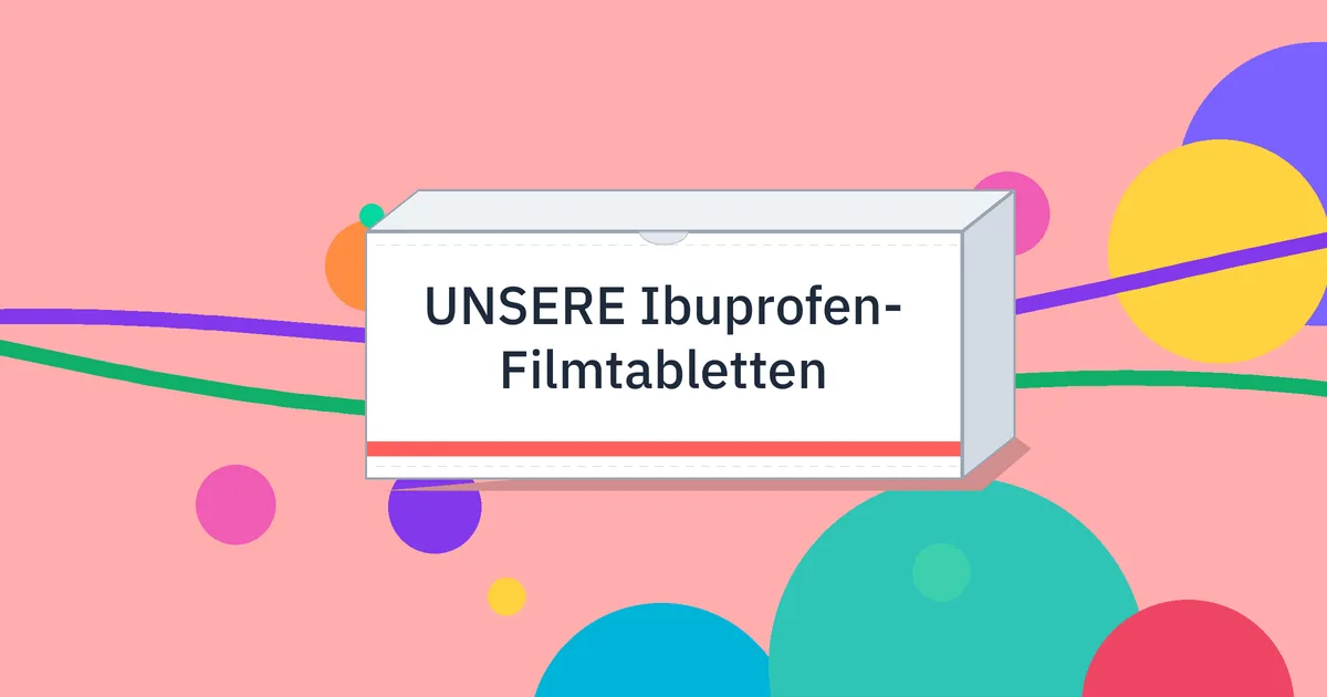 Symbolbild: Packung mit der Aufschrift UNSERE Ibuprofen-Filmtabletten (PZN 18301972) – Verfügbarkeit und Bezug in Apotheken in Frankfurt am Main