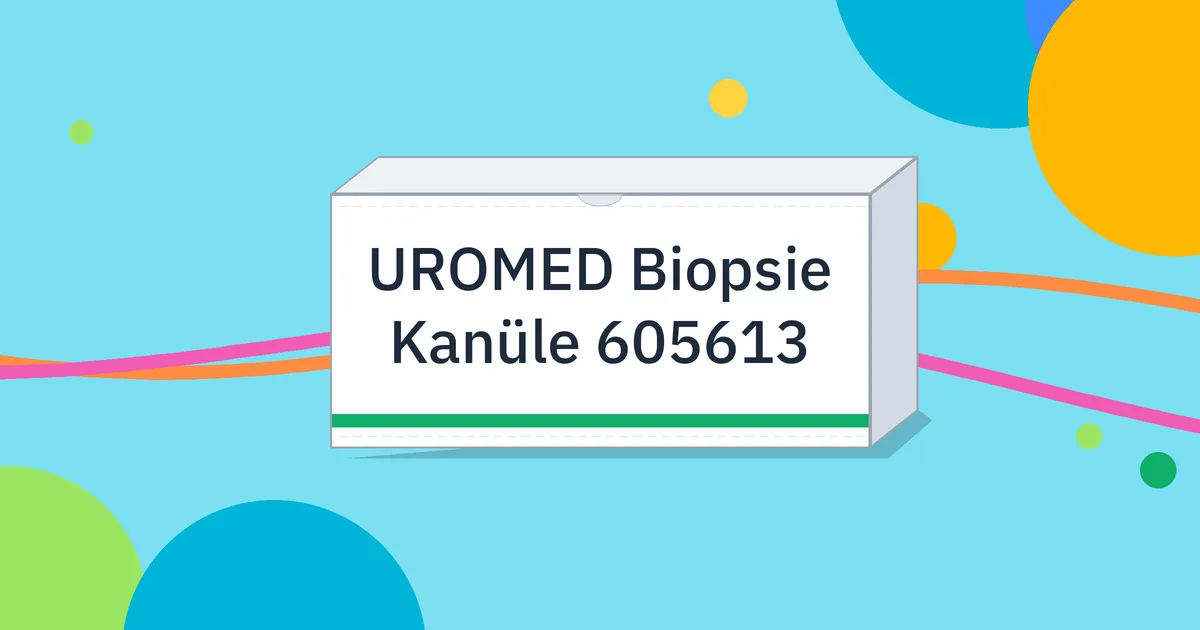 Symbolbild: Packung mit der Aufschrift UROMED Biopsie Kanüle 605613 (PZN 06438111) – Verfügbarkeit und Bezug in Apotheken in Frankfurt am Main