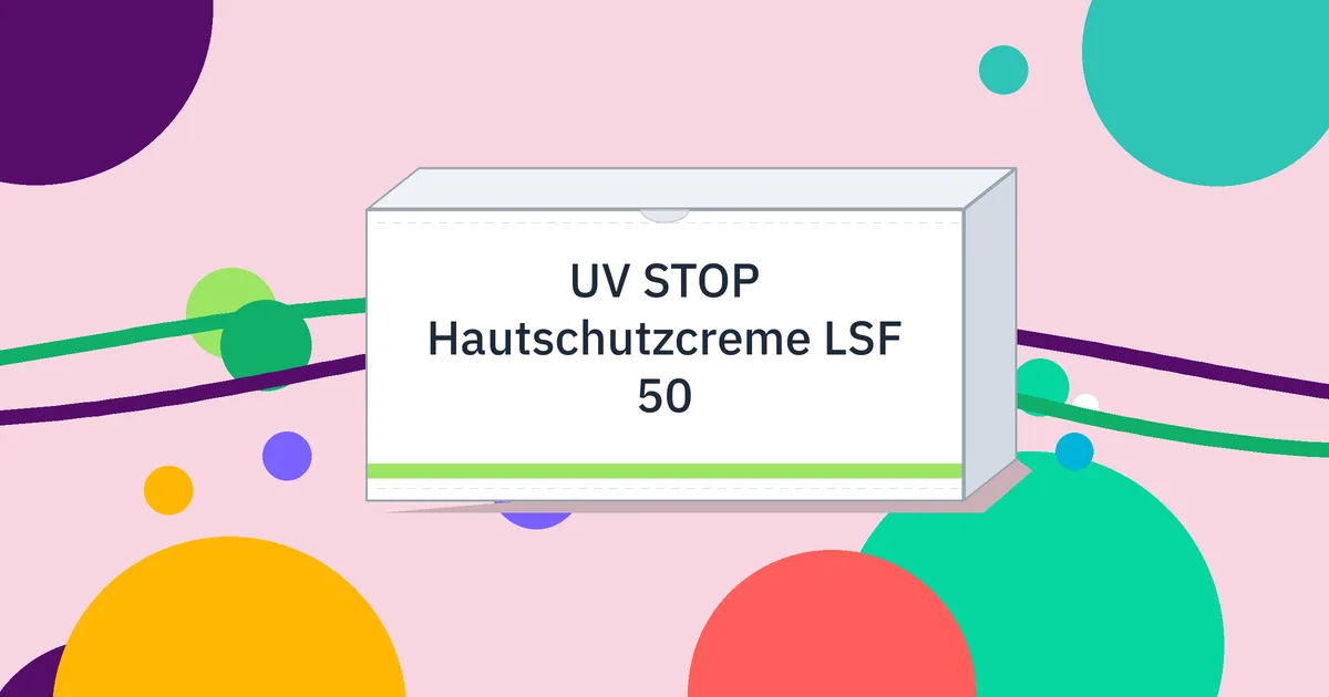Symbolbild: Packung mit der Aufschrift UV STOP Hautschutzcreme LSF 50 (PZN 18874610) – Verfügbarkeit und Bezug in Apotheken in Frankfurt am Main
