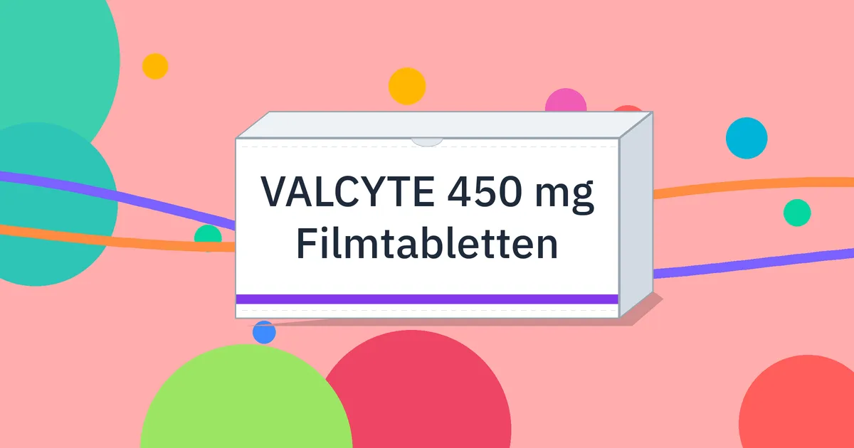 Symbolbild: Packung mit der Aufschrift VALCYTE 450 mg Filmtabletten (PZN 12601733) – Verfügbarkeit und Bezug in Apotheken in Frankfurt am Main